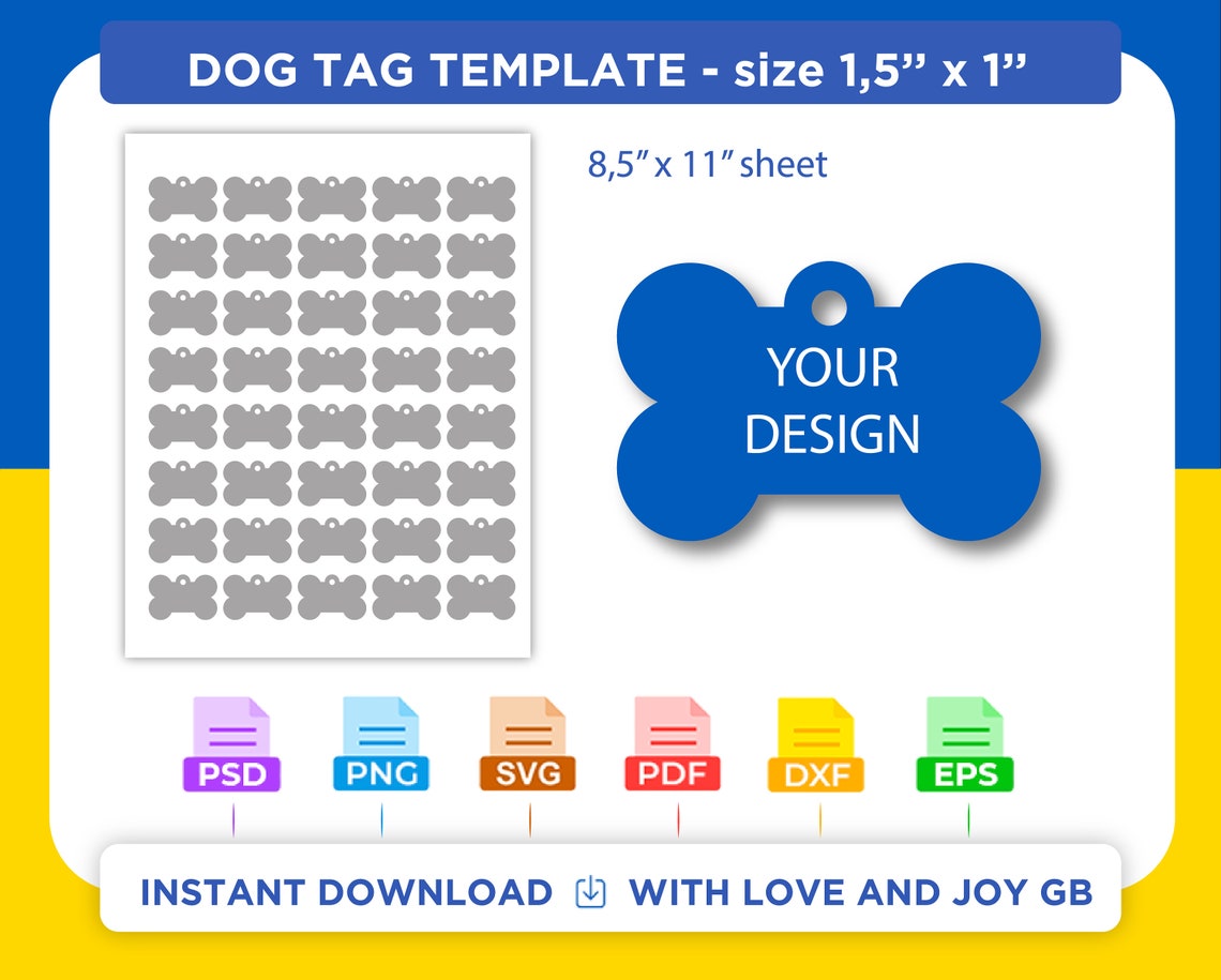 Pet Dog Bone Tag Template Svg Png Dxf Eps Label Wrap - Etsy