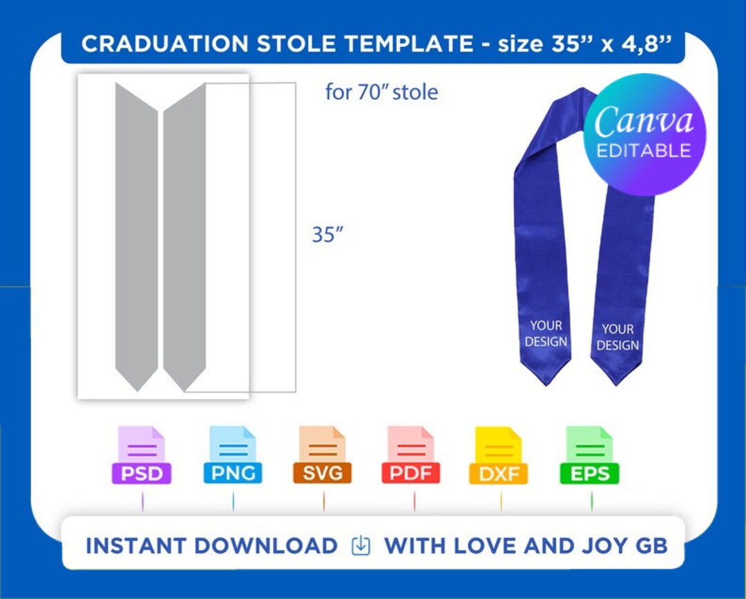 Graduation Stole Template, Svg, Png, Dxf, Eps, Label, Wrap, Canva ...