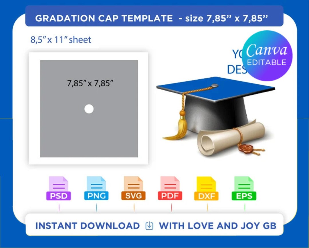 Graduation Cap Template, Svg, Png, Dxf, Eps, Label, Wrapper, Canva ...