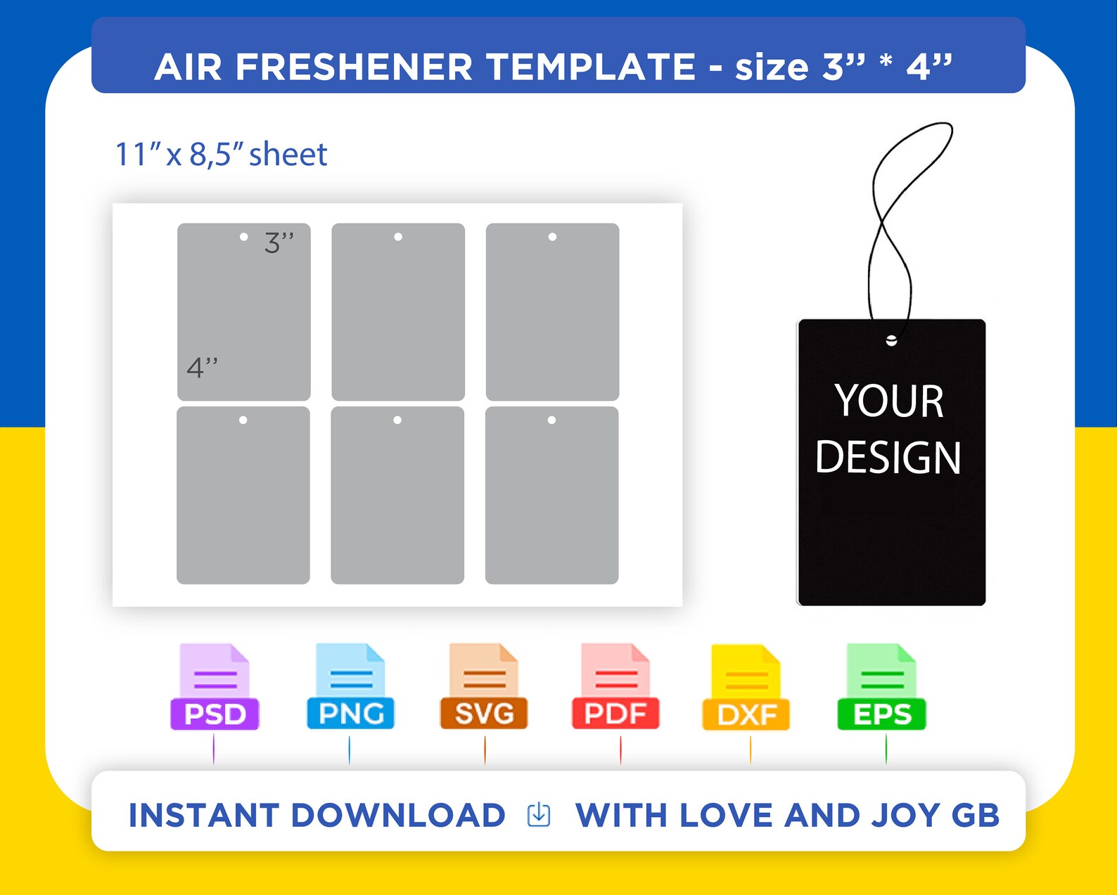 Car Air Freshener Template Png Svg Dxf Eps Pdf Label - Etsy