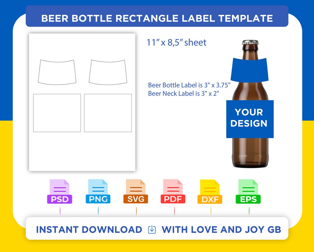 Rectangle Beer Bottle Template Png Svg Dxf Eps Pdf Psd - Etsy