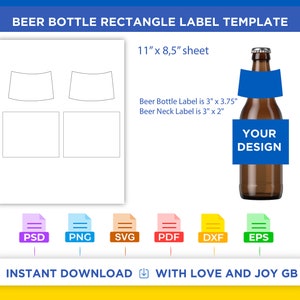 Rectangle Beer Bottle Template Png Svg Dxf Eps Pdf Psd - Etsy