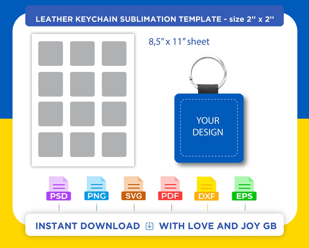 Square Leather Keychain Template Png Svg Dxf Eps Label - Etsy