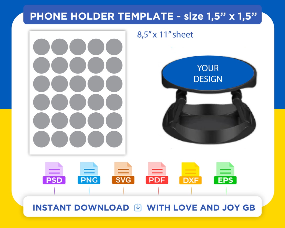 Phone Holder Template Png Svg Dxf Eps Label Wrapper - Etsy