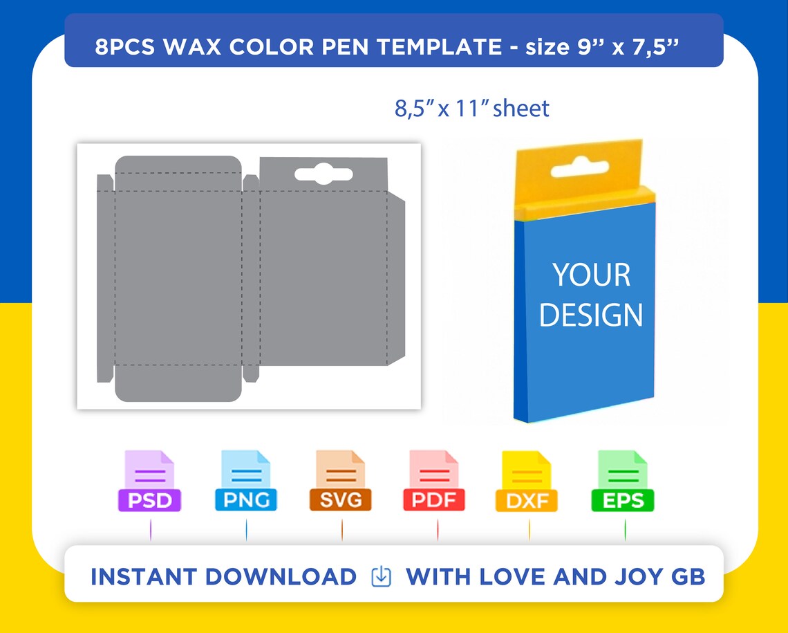 Wax Color Pen Box Template Png Svg Dxf Eps Label - Etsy