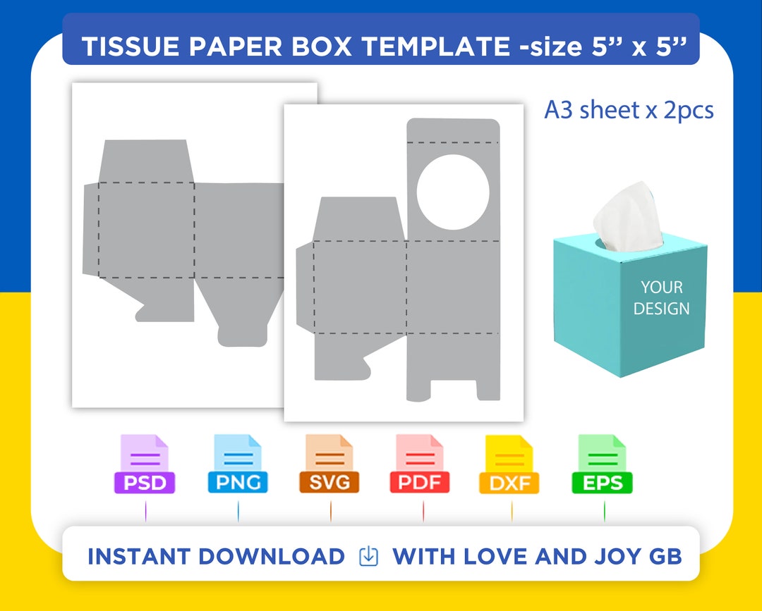 Tissue Box Template, Png, Svg, Dxf, Eps, Label, Wrapper, Canva, Cricut ...