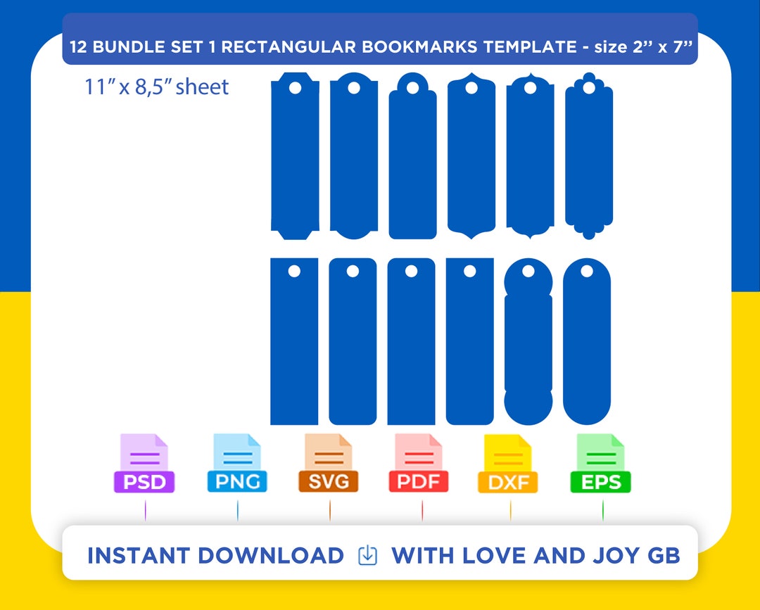 Bundle Rectangular Bookmark Template, Png, Svg, Dxf, Eps, Pdf, Diy ...