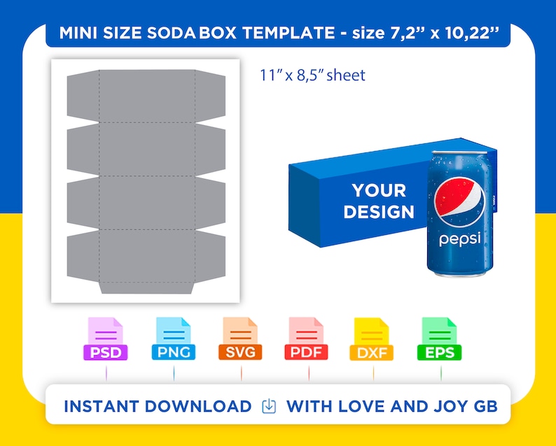 Mini Pepsi Soda Can Box Template Svg Png Dxf Eps Label - Etsy UK