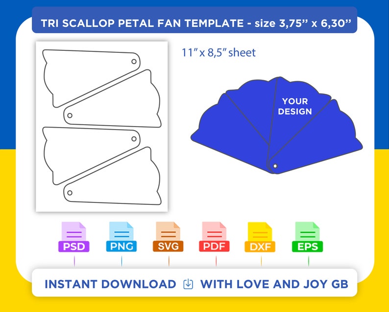 Tri Scallop Hand Petal Fan Template Svg Png Dxf Eps - Etsy