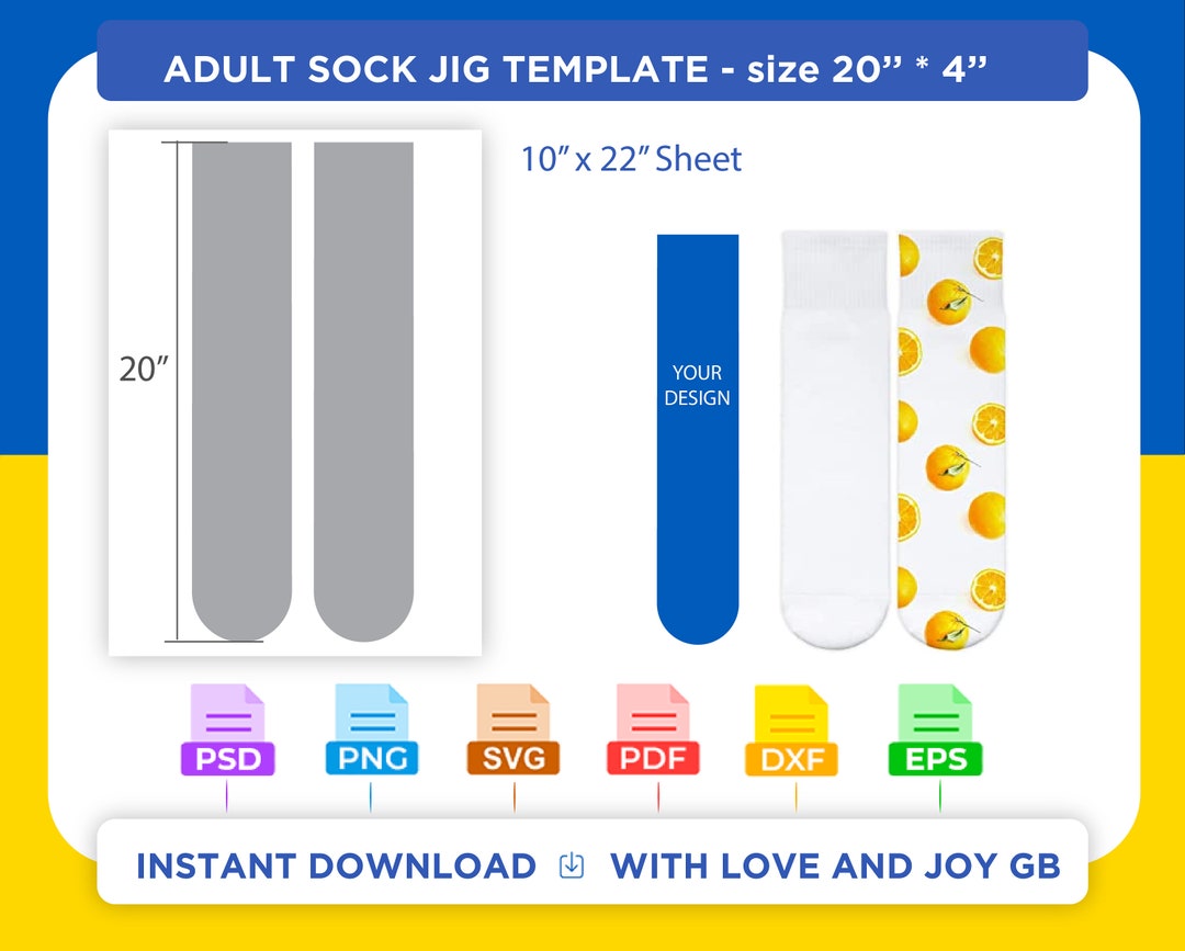 Adult Sock Jig Label Template Png Svg Dxf Eps Pdf Diy - Etsy