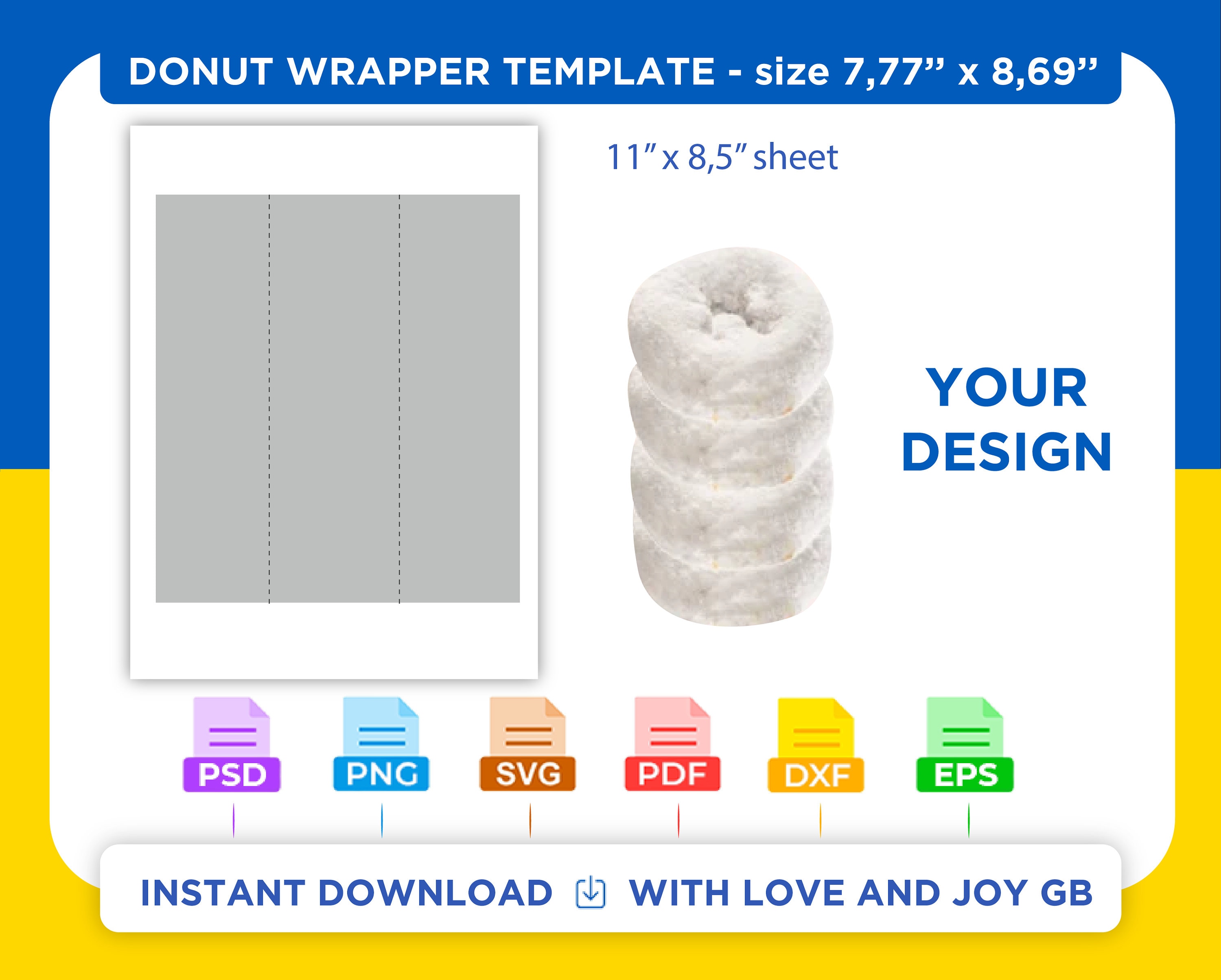 Donut Template, Svg, Png, Dxf, Eps, Pdf, Label, Wrapper, Canva, Cricut ...