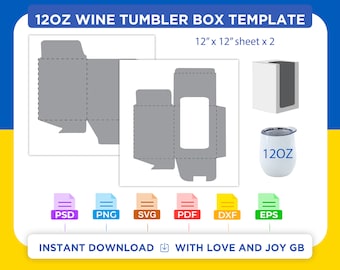 Cold Cup Box Template, Svg, Png, Dxf, Eps, Label, Wrapper, Canva ...