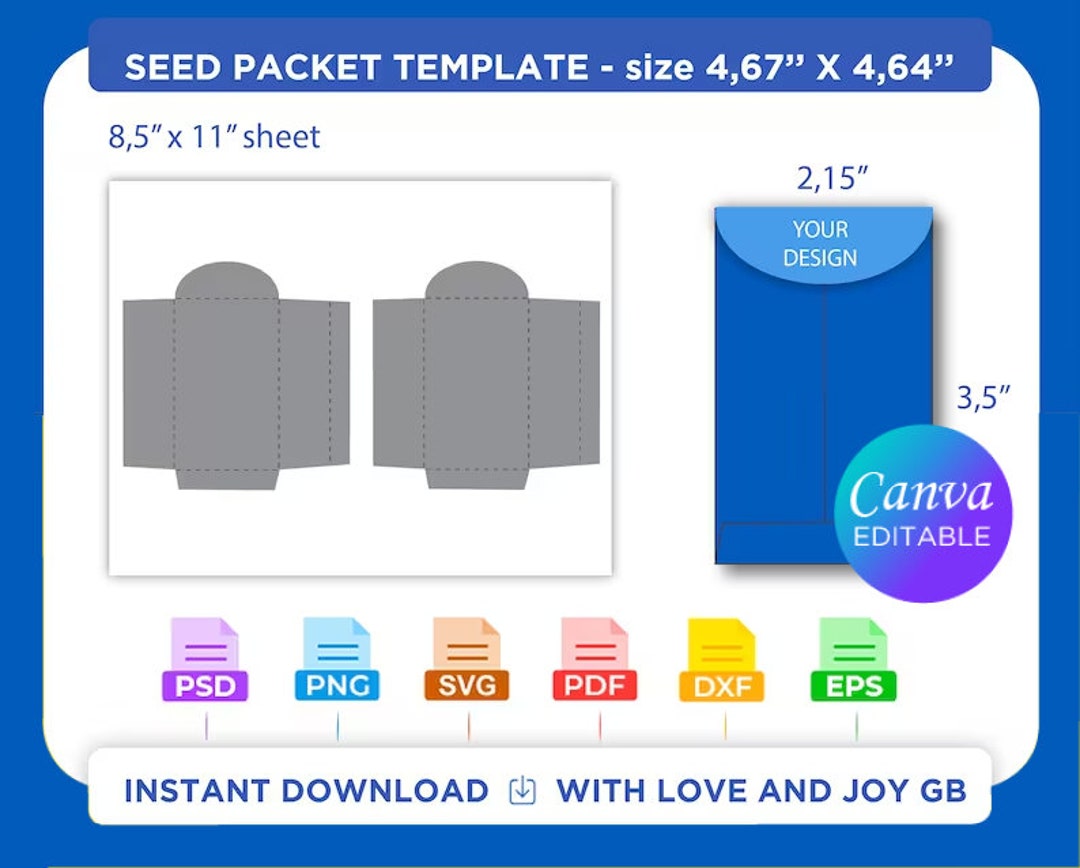 Fancy Seed Packet Envelope Template, Png, Svg, Dxf, Eps, Canva, Label ...