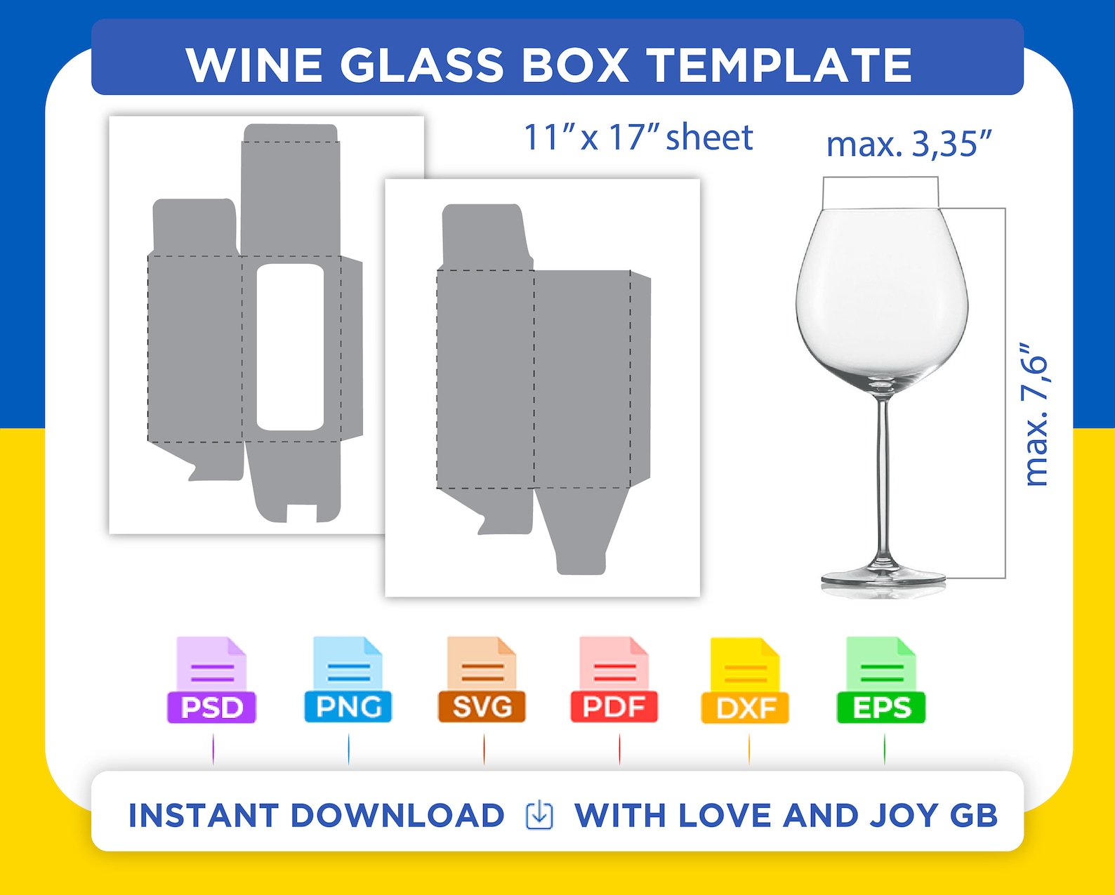 Wine Glass Box Template Png Svg Pdf Dxf Eps Diy Gift - Etsy UK
