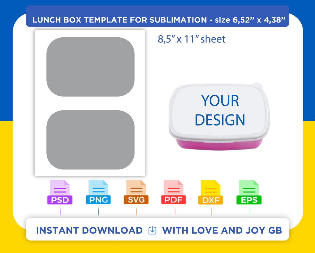 Lunch Box Template Png Svg Dxf Eps Label Wrapper Canva - Etsy