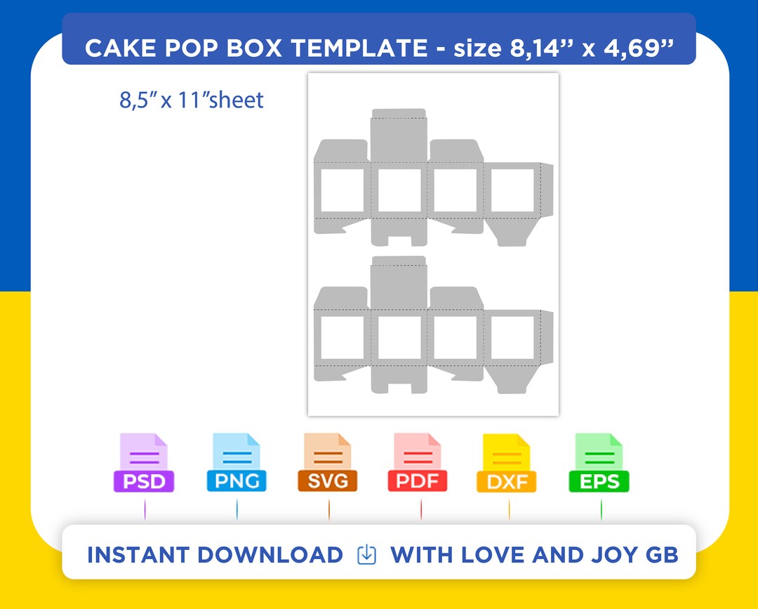 Cake Pop Box Template Png Svg Dxf Eps Label Wrapper - Etsy