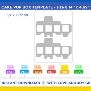 Cake Pop Box Template Png Svg Dxf Eps Label Wrapper - Etsy