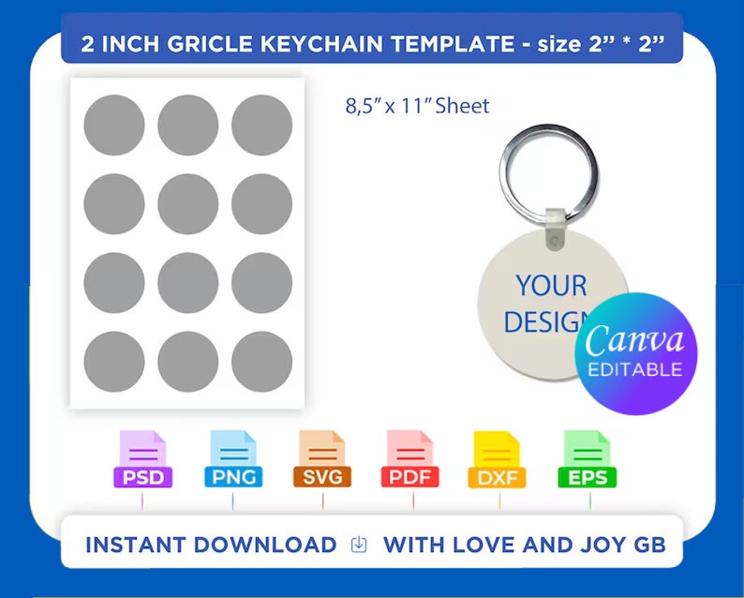 Circle Keychain Template, Png, Svg, Dxf, Eps, Pdf, Psd, Jpg, Ai, Diy ...