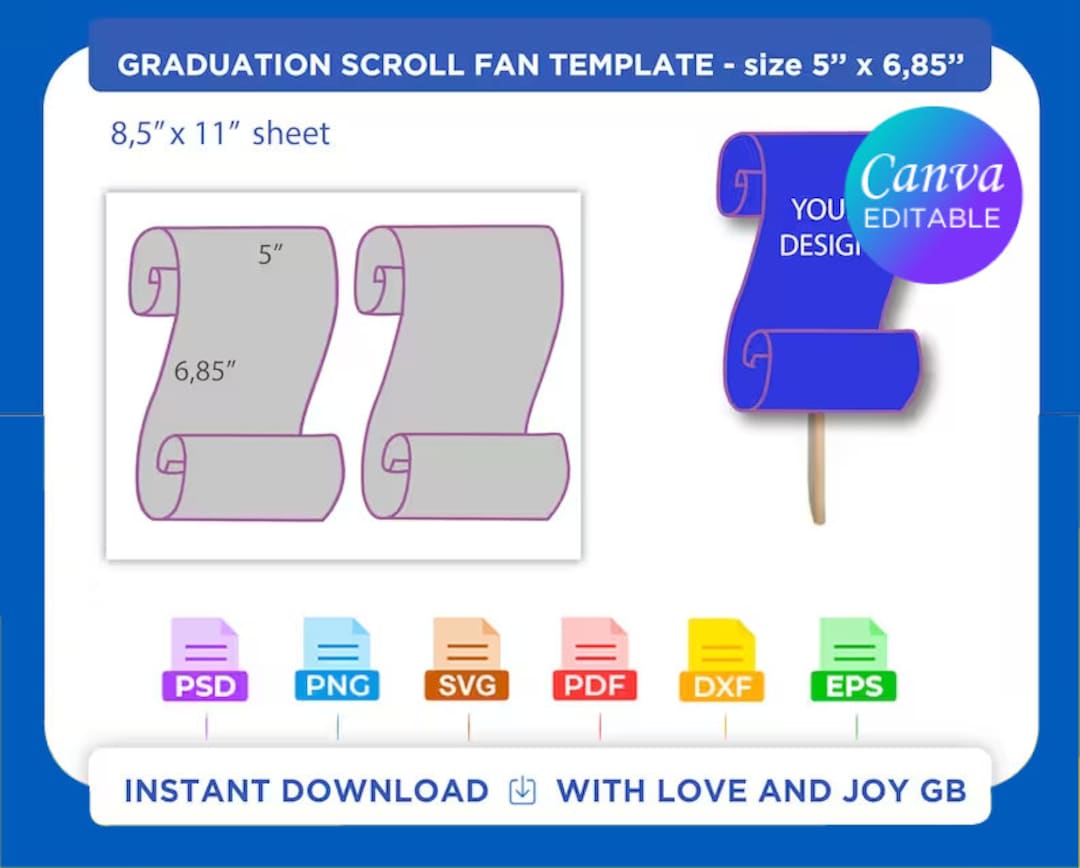 Graduation Scroll Fan Template, Svg, Png, Dxf, Eps, Label, Wrap, Canva ...