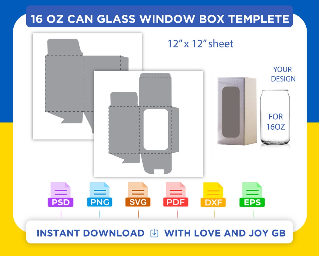 Can Glass Box With Window Template, Svg, Png, Dxf, Eps, Label, Wrapper ...