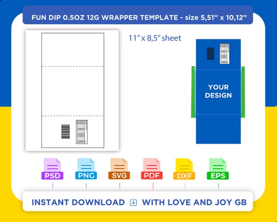 Fun Dip Sticker Template With Nutritional Facts Png Svg - Etsy