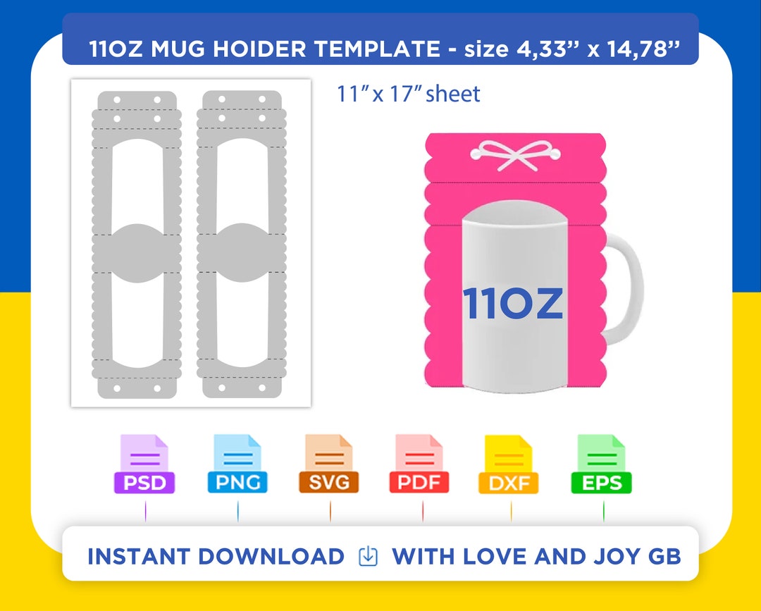 Mug Holder Box Template Png Svg Dxf Eps Label Wrapper - Etsy