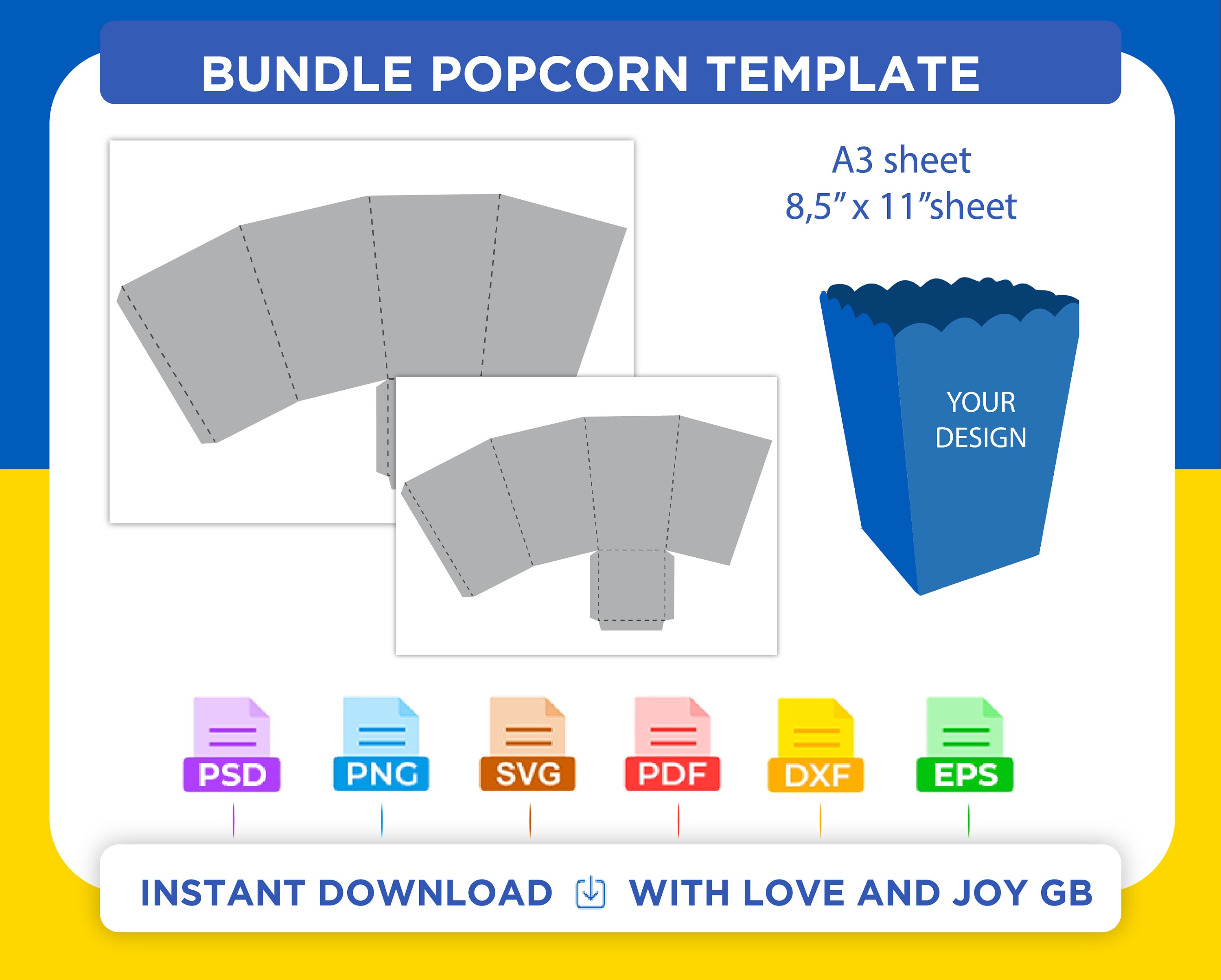 Popcorn Box Template Cricut
