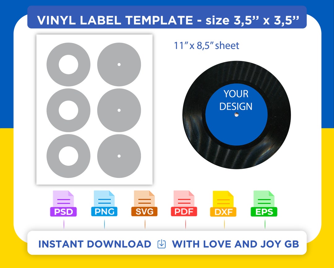 Vinyl Record Template Svg Png Dxf Eps Label Wrapper - Etsy
