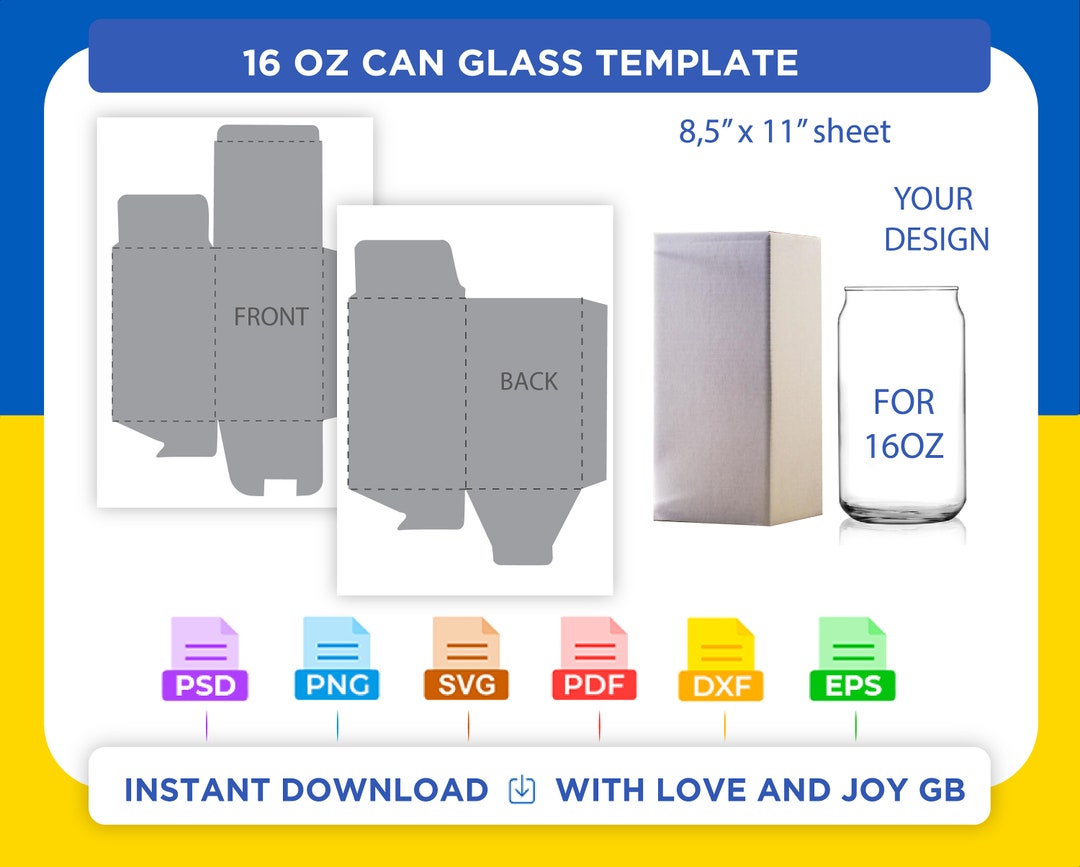 Can Glass Box Template, Svg, Png, Dxf, Eps, Label, Wrapper, Canva ...
