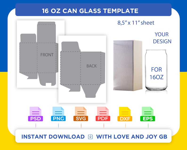 Can Glass Box Template Svg Png Dxf Eps Label Wrapper - Etsy