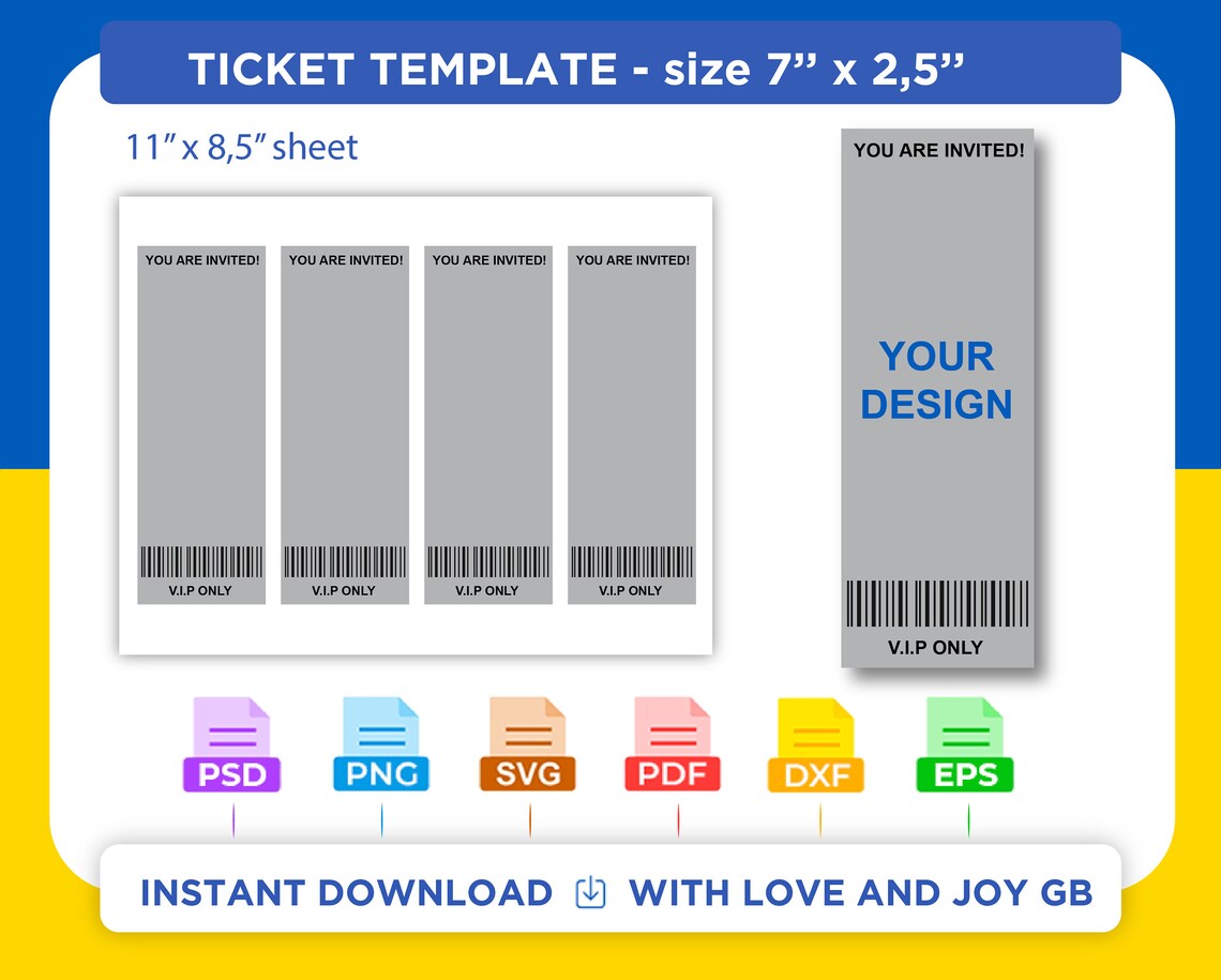 Invitation Ticket Template Svg Png Dxf Eps Label - Etsy