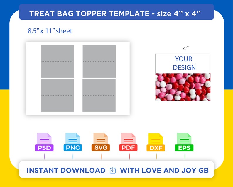 Treat Bag Topper Template Svg Png Dxf Eps Canva Label - Etsy