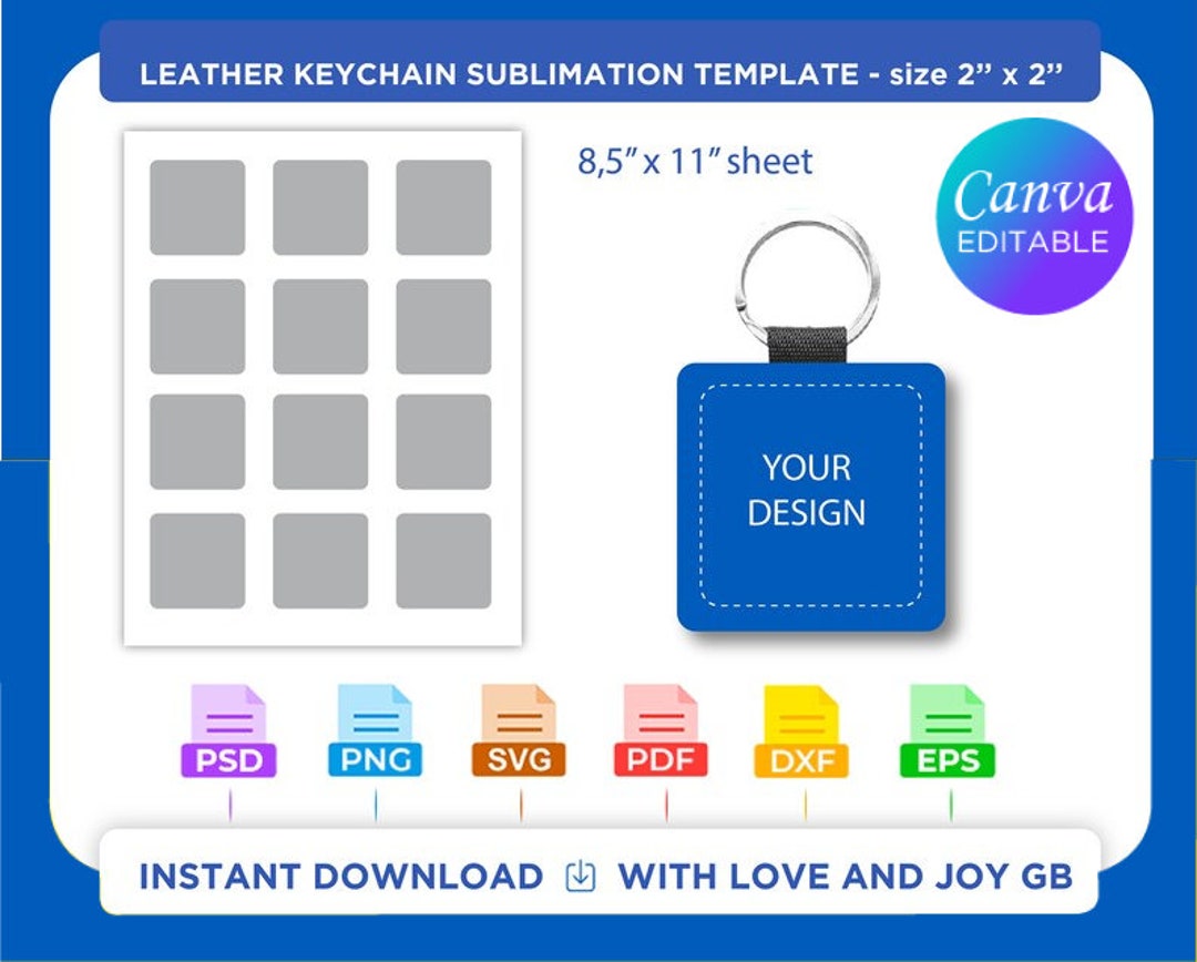 Square Leather Keychain Template, Png, Svg, Dxf, Eps, Label, Wrapper ...