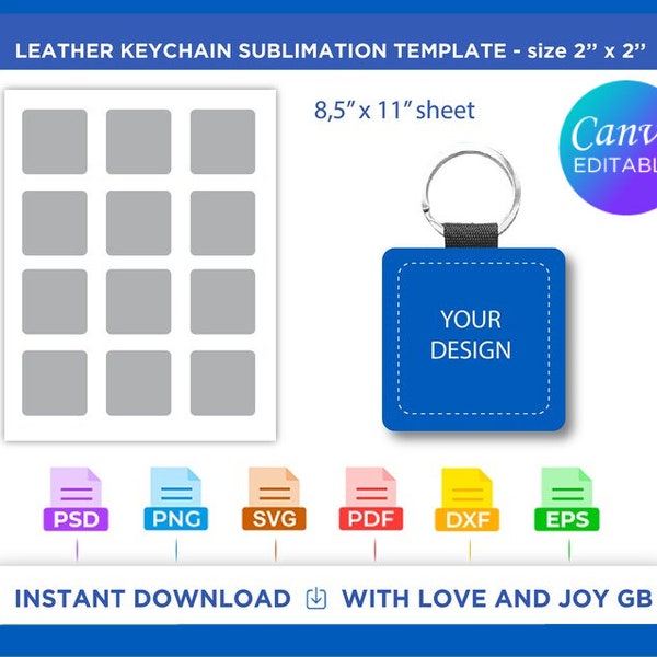 Leather Square Keychain - Etsy