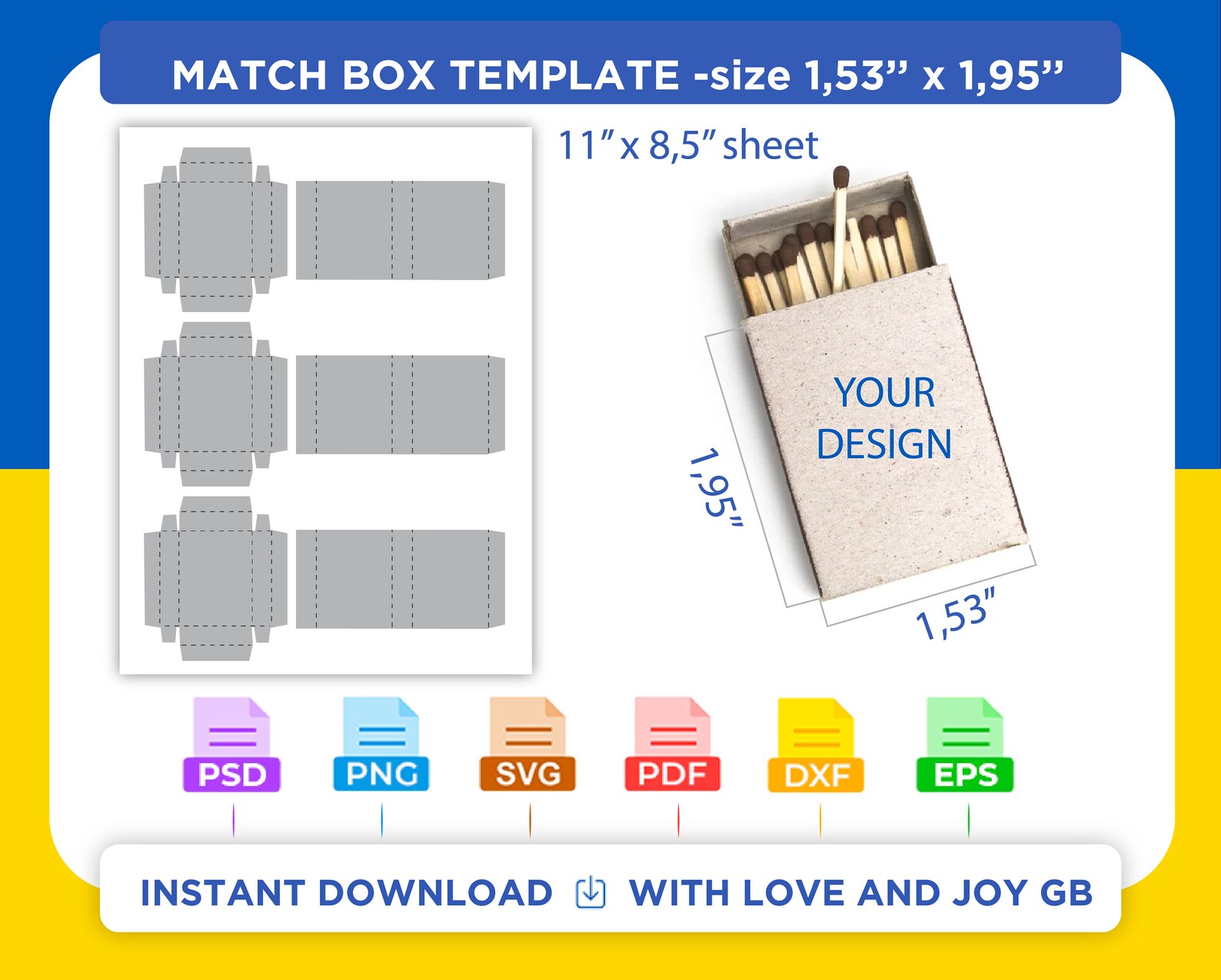 Matchbox Template Svg Png Dxf Eps Canva Label Wrapper - Etsy UK