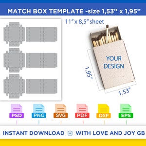 Matchbox Template Svg Png Dxf Eps Canva Label Wrapper - Etsy UK