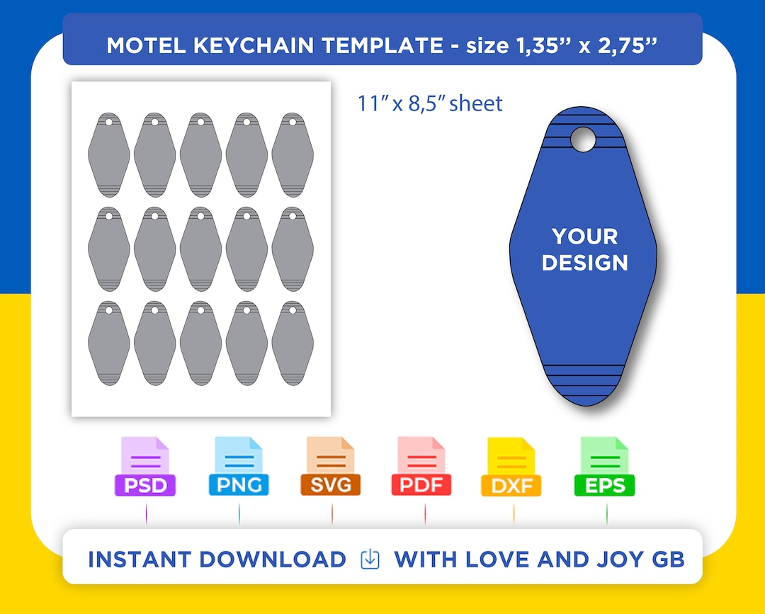 Motel Keychain Template Png Svg Dxf Eps Label Wrapper - Etsy