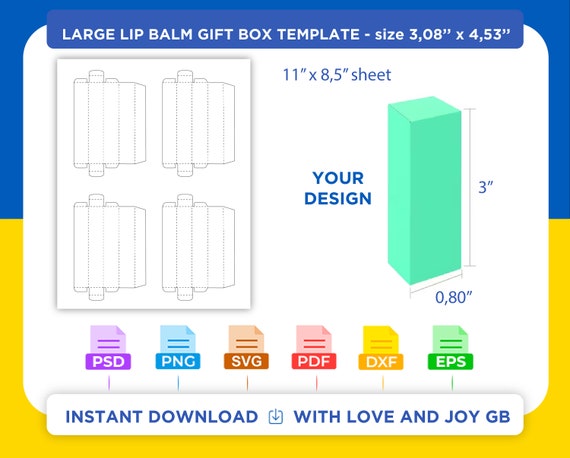 Large Lip Balm Box Template Png Svg Dxf Eps Pdf Psd Ai - Etsy Singapore