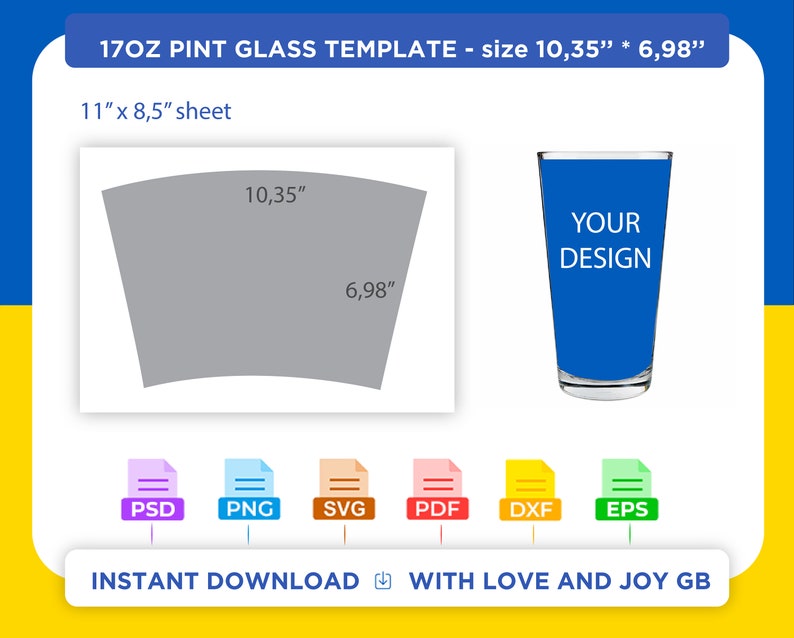 Pint Glass Template Png Svg Dxf Eps Label Wrapper - Etsy