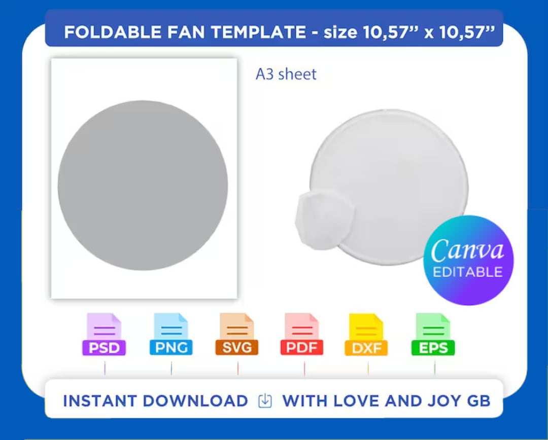 Foldable Fan Template, Svg, Png, Dxf, Eps, Canva, Label, Wrapper, Cut ...