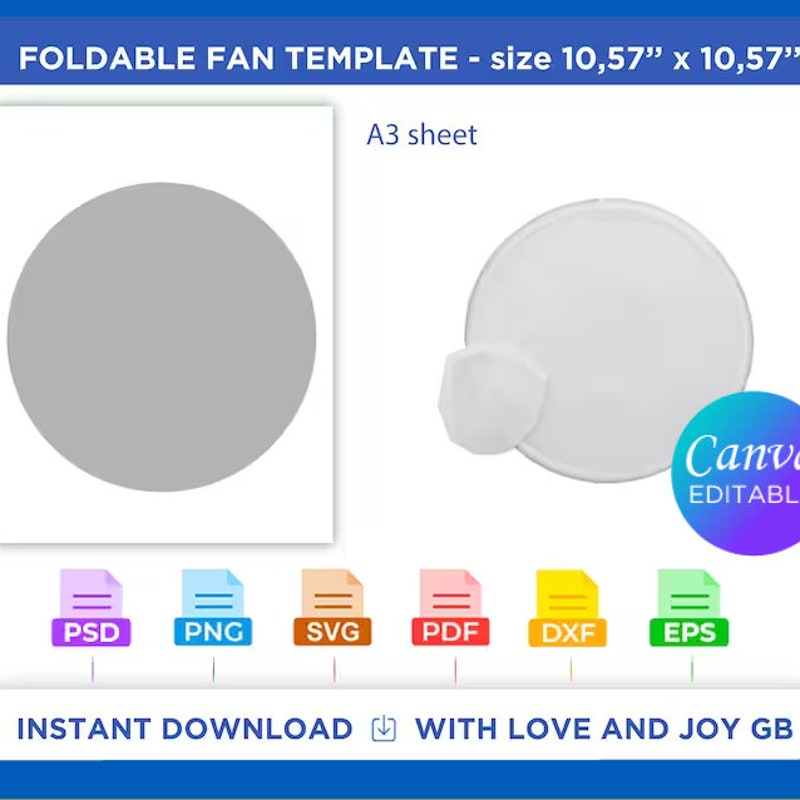Sublimation Foldable Fan Template - Etsy