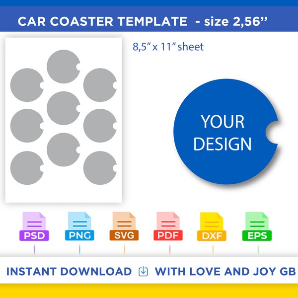 Car Coaster Template for Cricut - Etsy