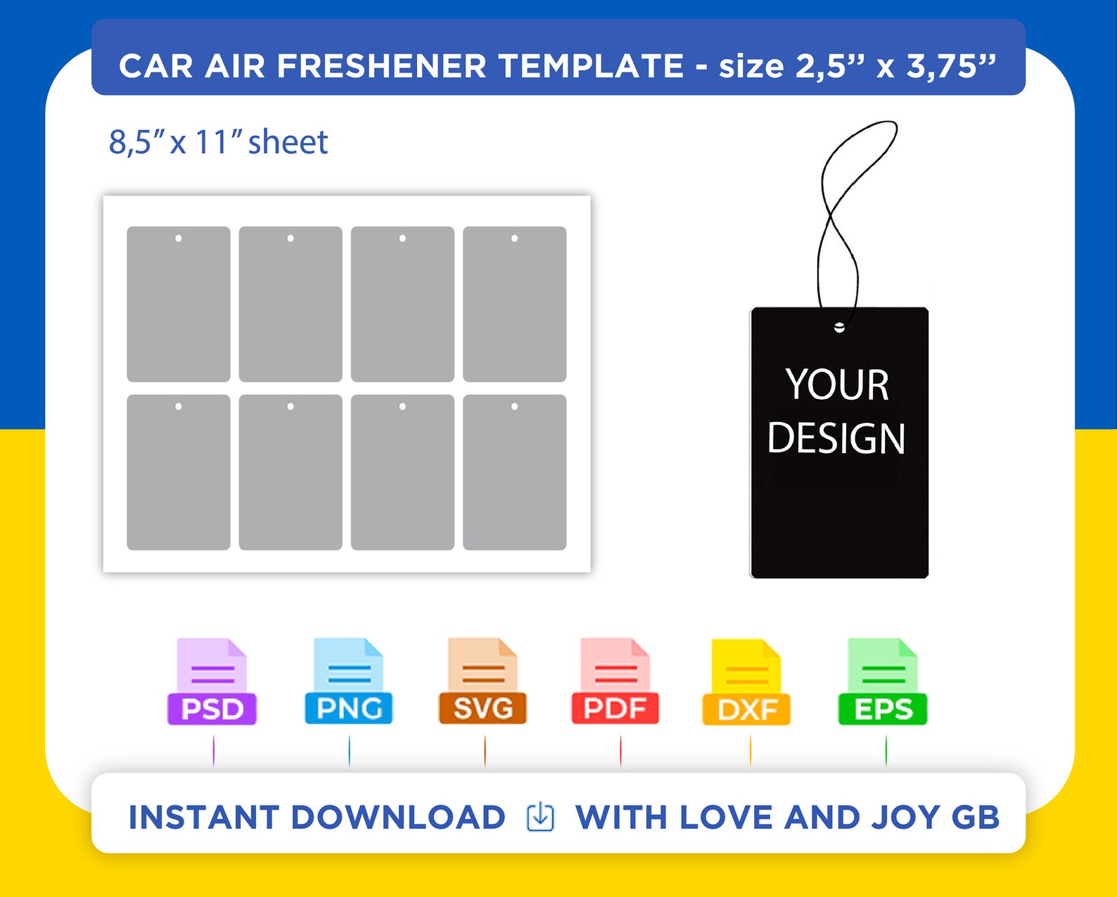 Car Air Freshener Template Svg Png Dxf Eps Label - Etsy UK