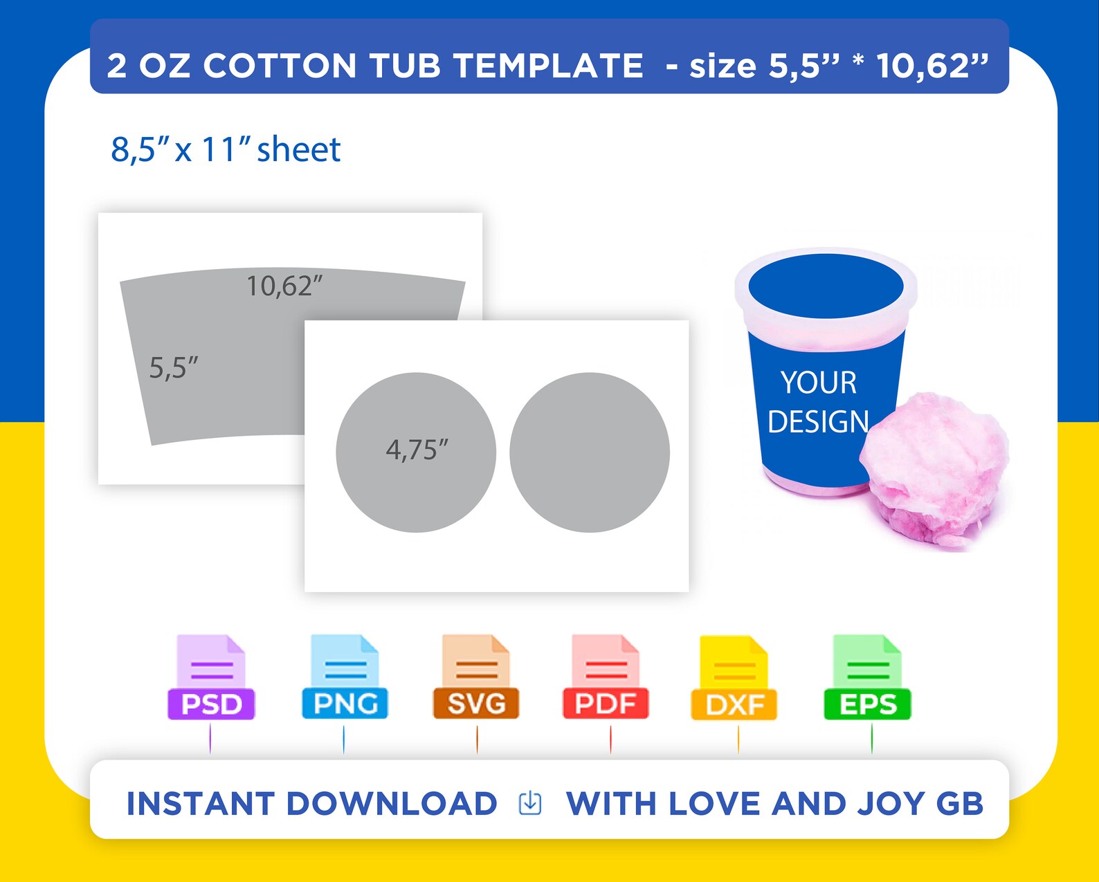 Cotton Candy Tub Template Svg Png Dxf Eps Canva Label - Etsy UK
