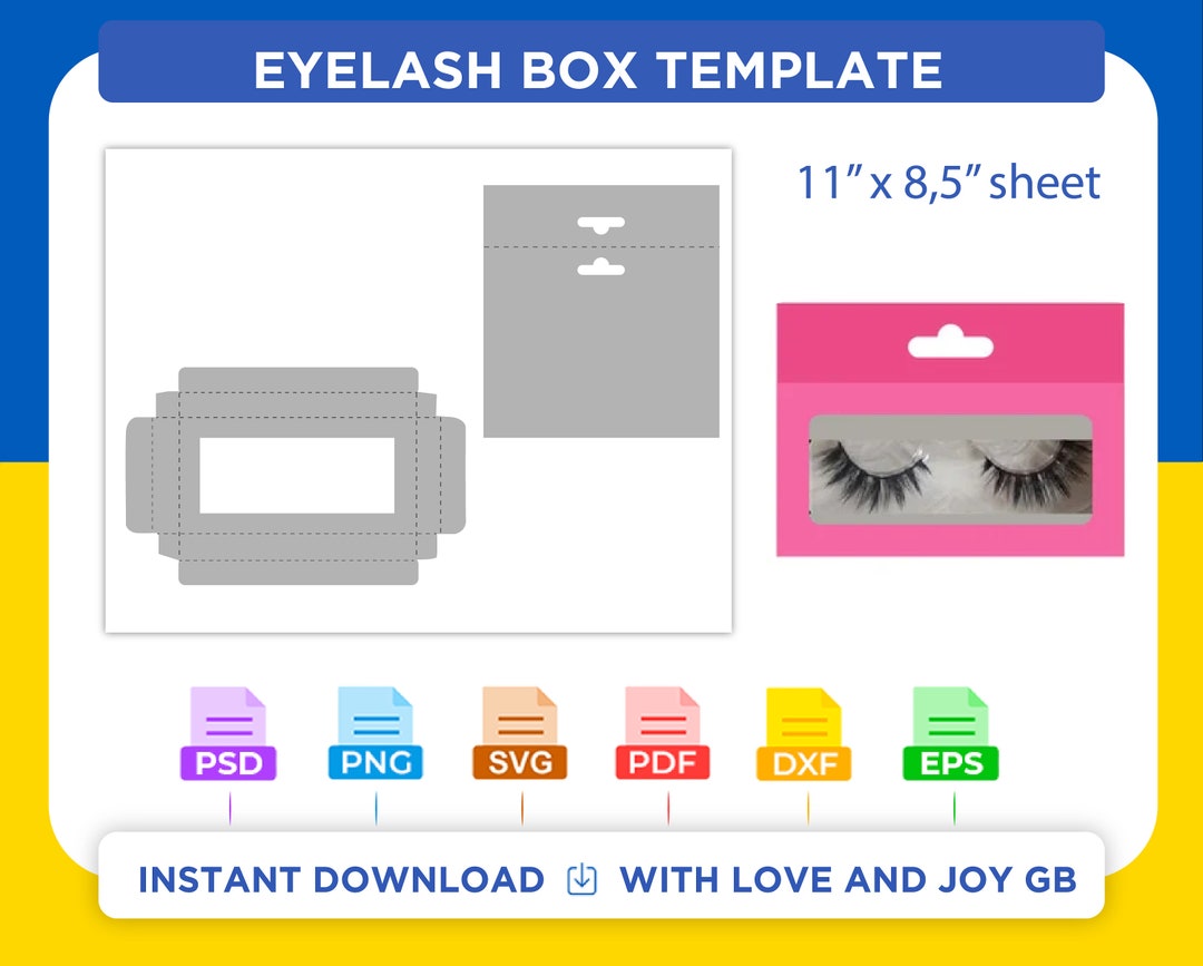 Eyelash Box Template, Svg, Png, Dxf, Eps, Label, Wrapper, Canva, Cricut ...