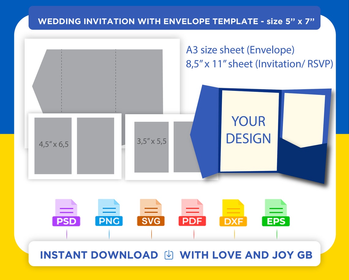 Pocket Wedding Invitation Envelope Template Png Svg Dxf - Etsy