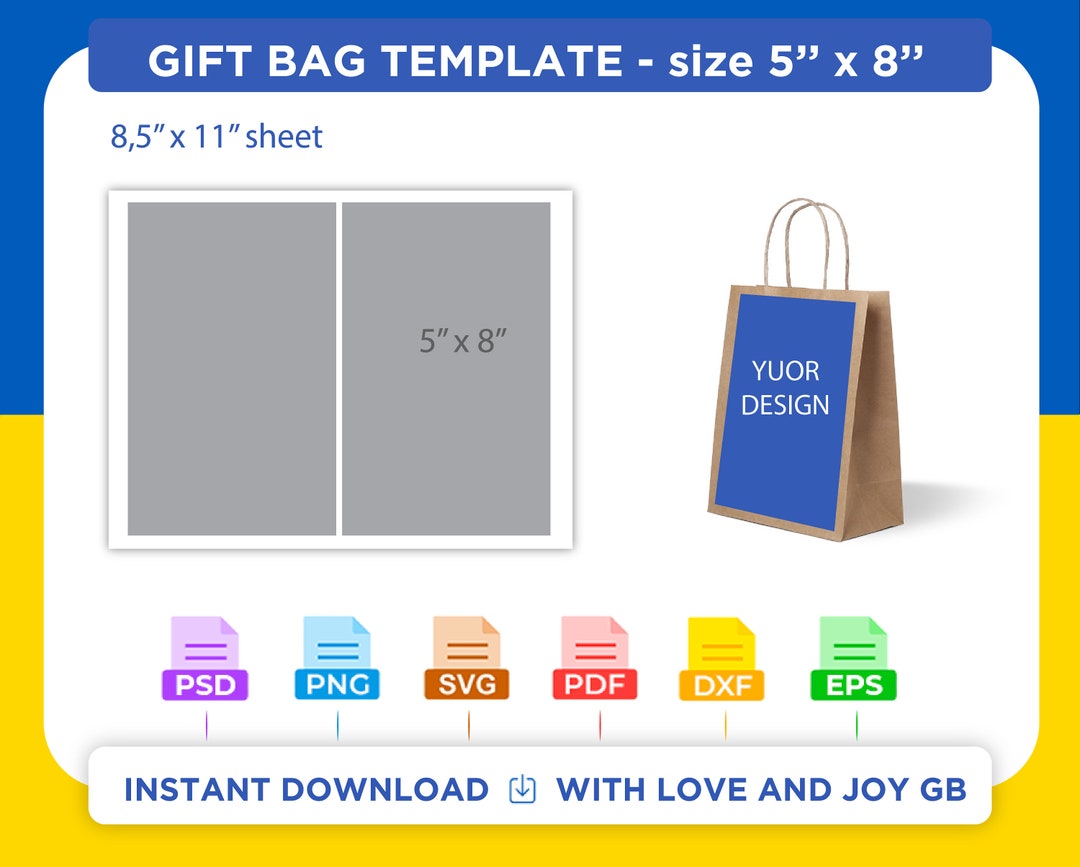 Gift Bag Template Png Svg Dxf Eps Pdf Label Wrapper - Etsy