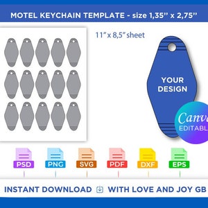 Motel Keychain Template, Png, Svg, Dxf, Eps, Label, Wrapper, Canva ...