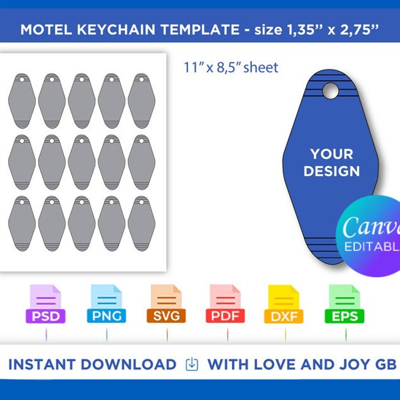 Motel Keychain Template - Etsy