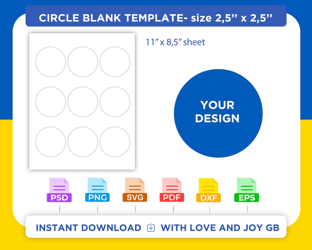 Circle Sticker Blank Template, Svg, Png, Dxf, Eps, Label, Wrapper ...